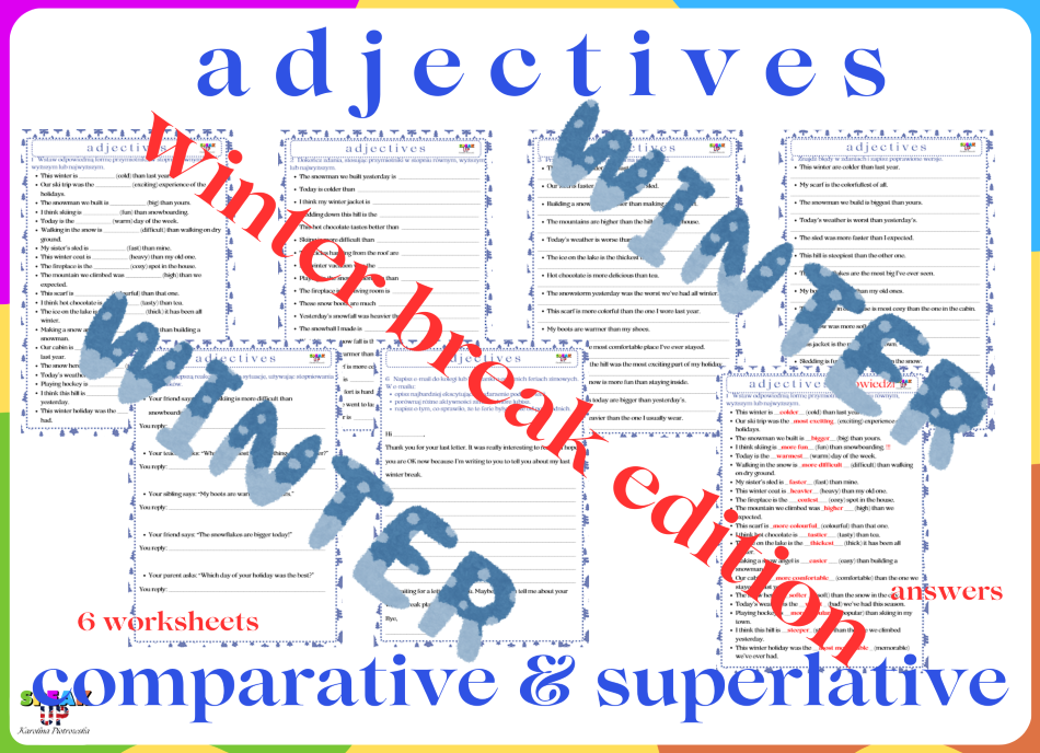 ADJECTIVES (comparatives and superlatives) WINTER BREAK EDITION worksheets