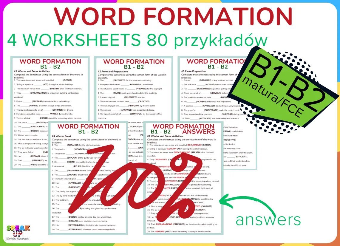 WORD FORMATION [matura] B1 B2 4 worksheets